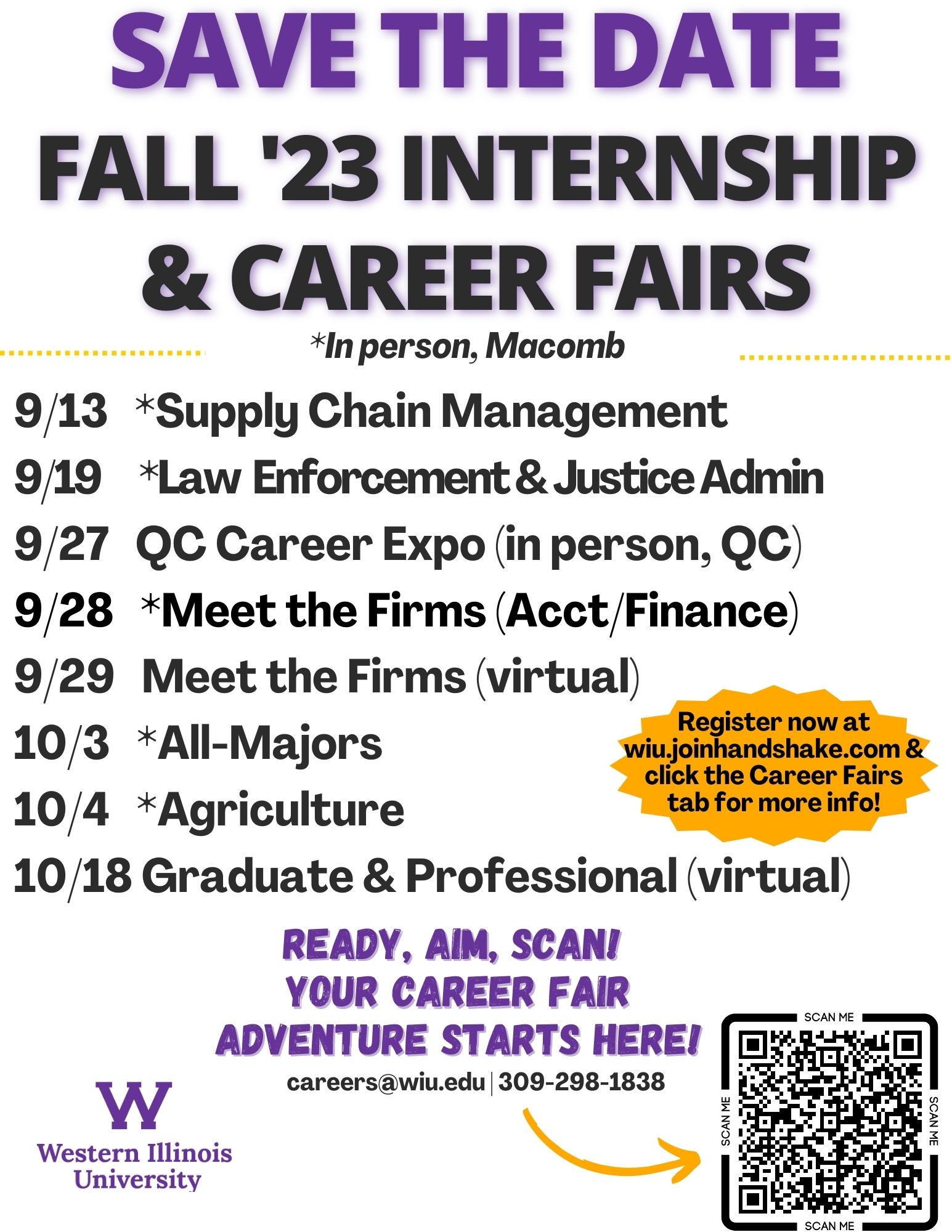 WIU sets career, internship fairs