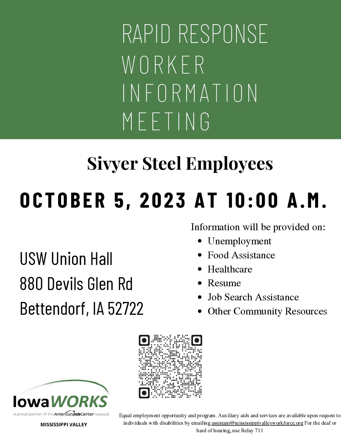 Worker information meeting set for Sivyer Steel employees